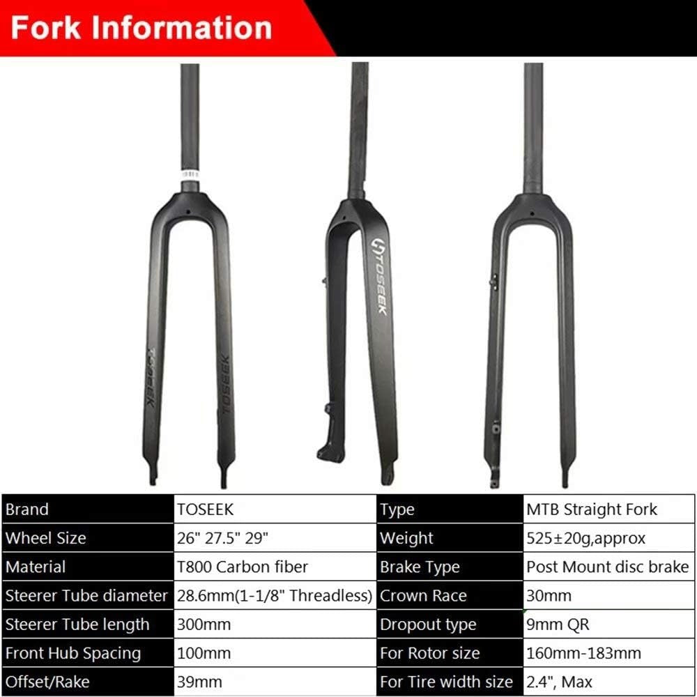 TOSEEK 26/27.5/29" Carbon Fiber Straight Rigid Disc Brake Fork – BUCKLOS