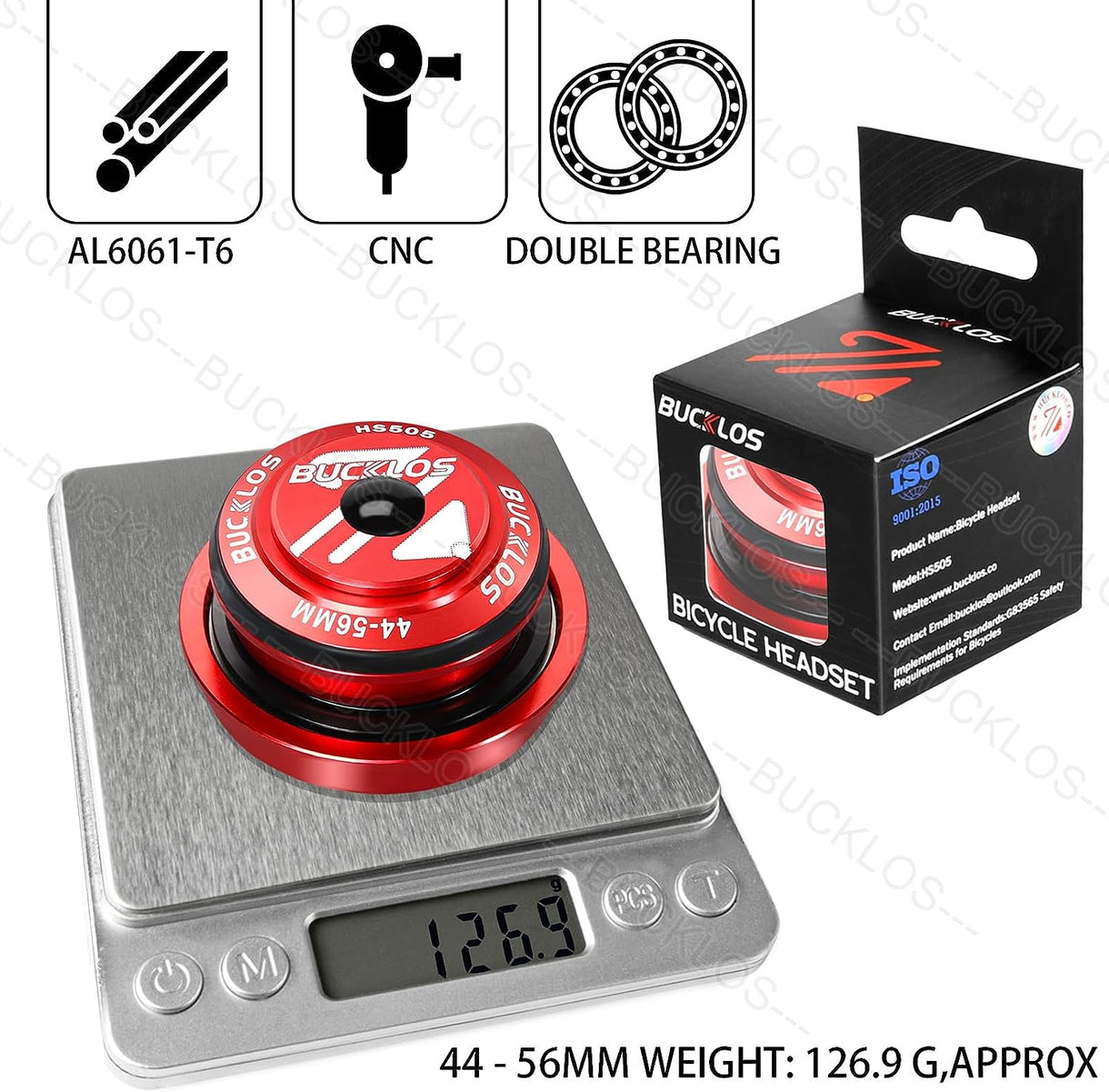 BUCKLOS 1-1/8 Bike Headset MTB Bearings Threadless 34 44 44-50.6 44-5